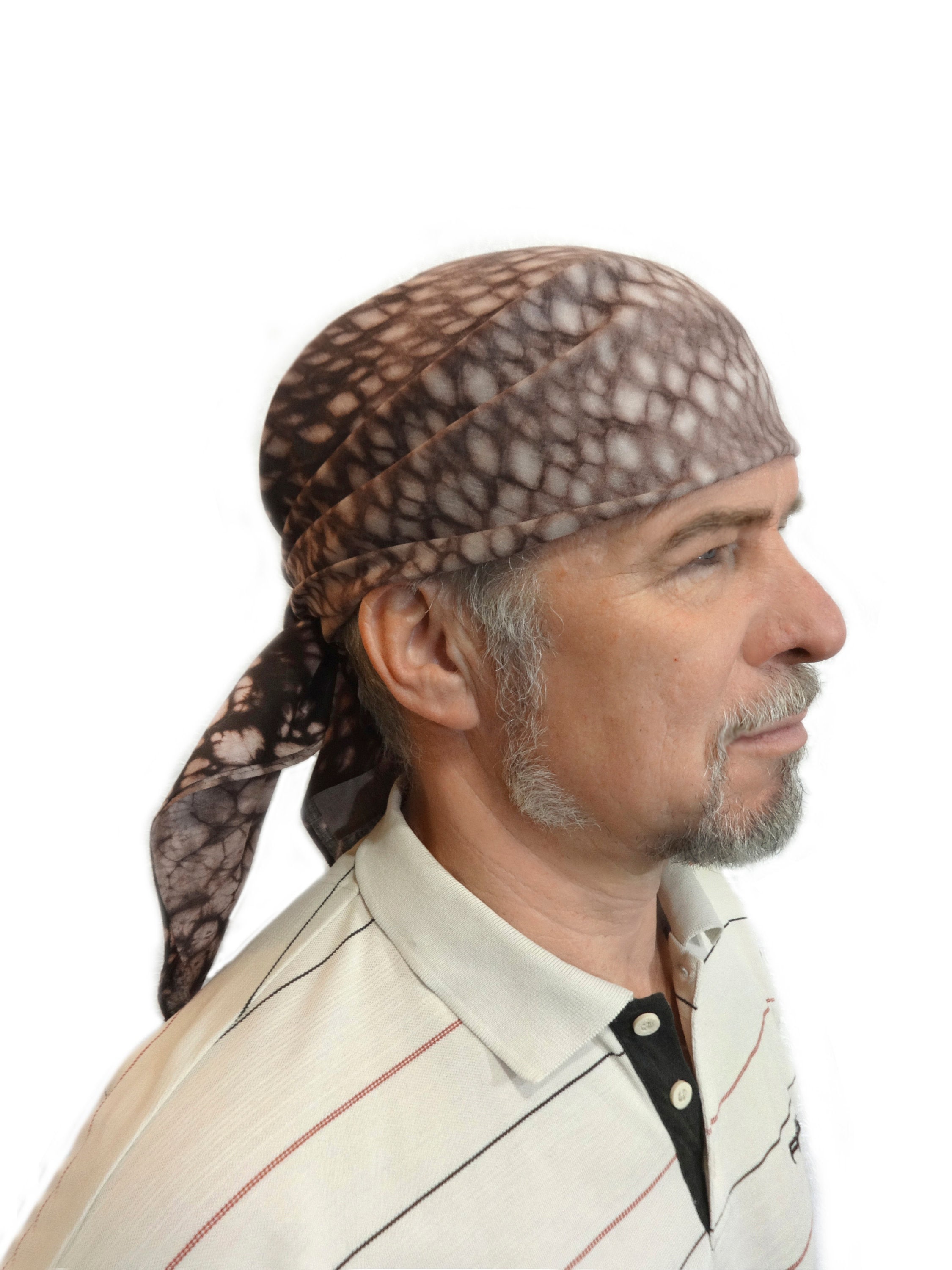 Mens Cotton Bandana Scarf Hand Dyed Wild Rag Tie Dye Brown Beige Square ...