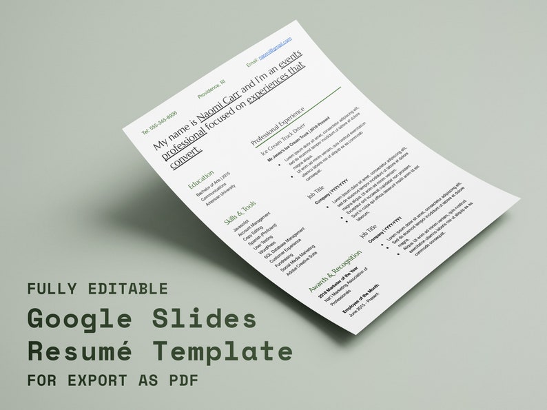 Stylish Google Slides Resume Template PDF Export Google - Etsy