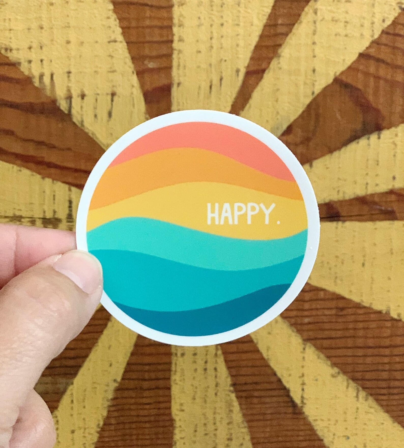 Happy Wave Vinyl Sticker Water Bottle Sticker Laptop | Etsy