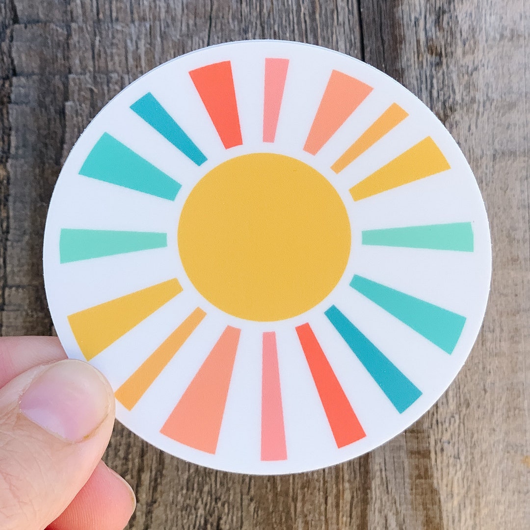 Colorfully Happy Sunshine Vinyl Sticker in Rainbow Colors - Water ...