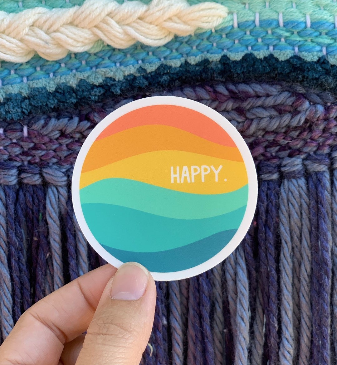 Happy Wave Vinyl Sticker - Water Bottle Sticker - Laptop Sticker ...