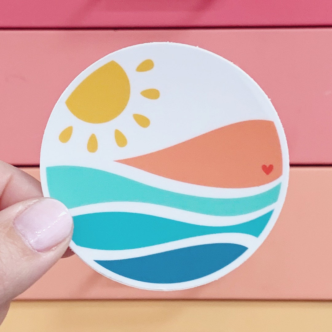 Sunrise Wave Vinyl Sticker - Water Bottle Sticker - Laptop Sticker ...