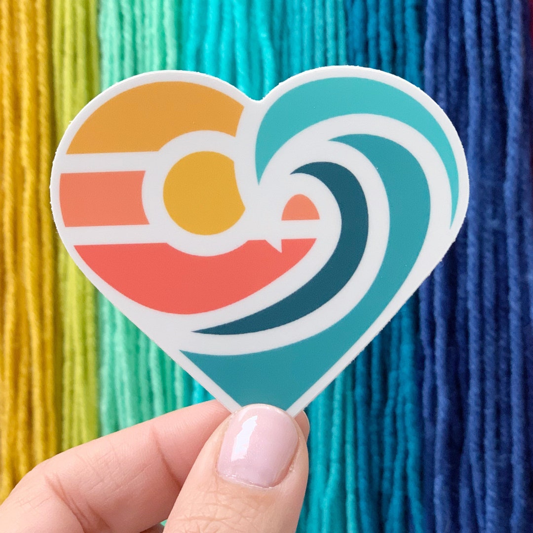Wave Heart Vinyl Sticker - Water Bottle Sticker - Laptop Sticker ...