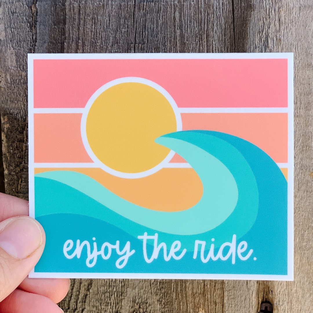 Enjoy the Ride Wave and Sunset Vinyl Sticker in Bright Colors - Water ...