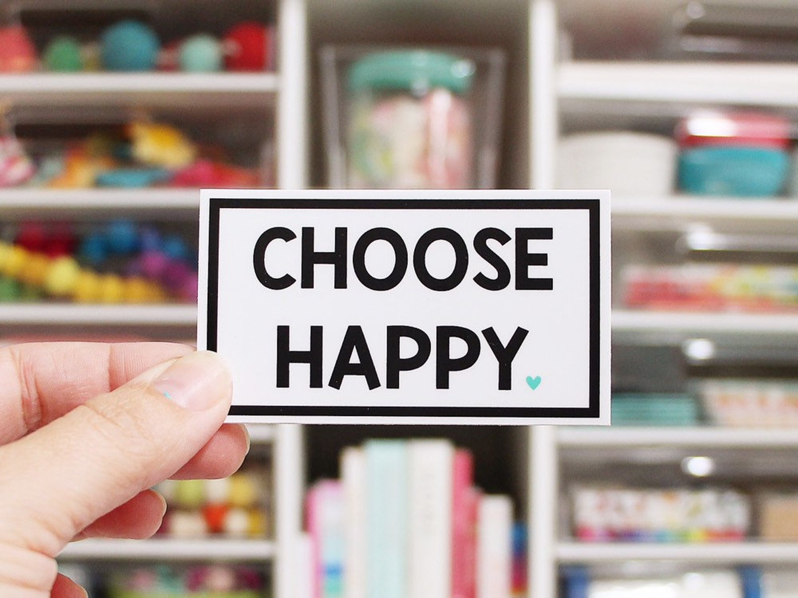 Choose Happy Vinyl Sticker - Water Bottle Sticker - Laptop Sticker ...