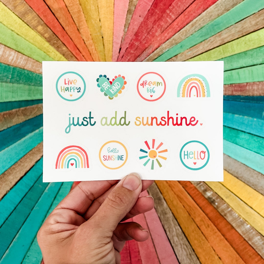 Just Add Sunshine - Waterproof Sticker Sheet - Water Bottle Sticker ...