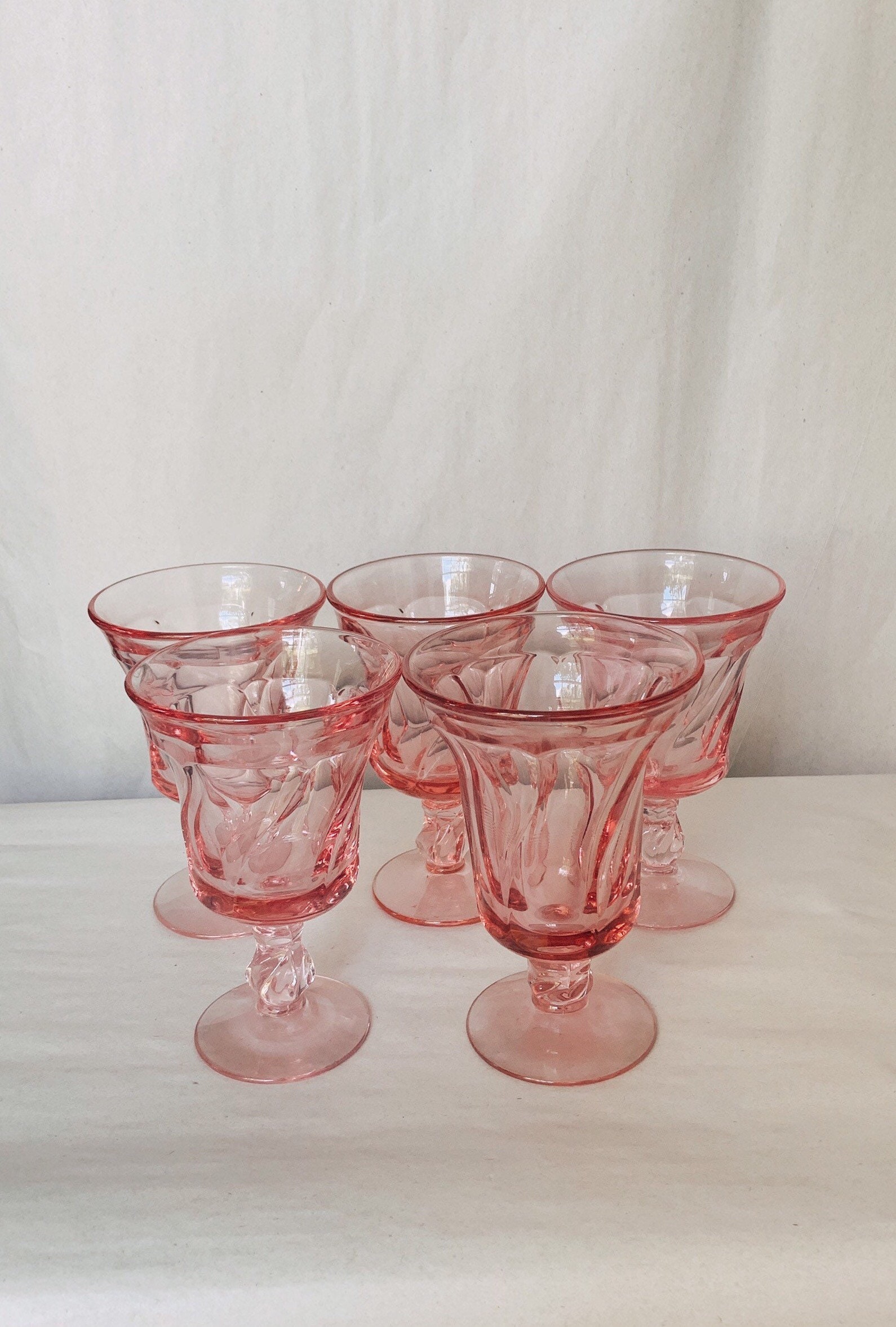 Pink Fostoria Jamestown Vintage MCM Glassware Set of 5 - Etsy
