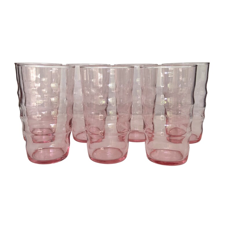 Vintage Pink Color Small Water Juice Glasses, Set of 7 - Etsy