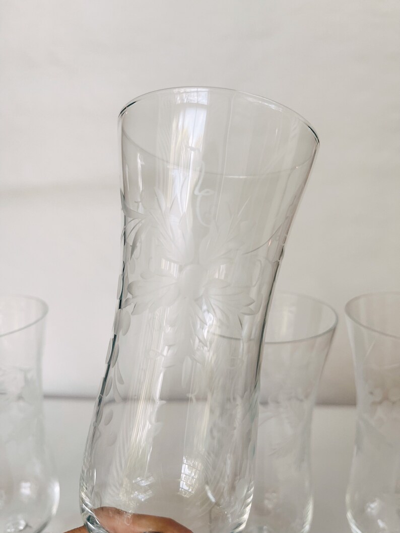 Vintage Etched Crystal Flute Champagne Celebration Glasses Etsy