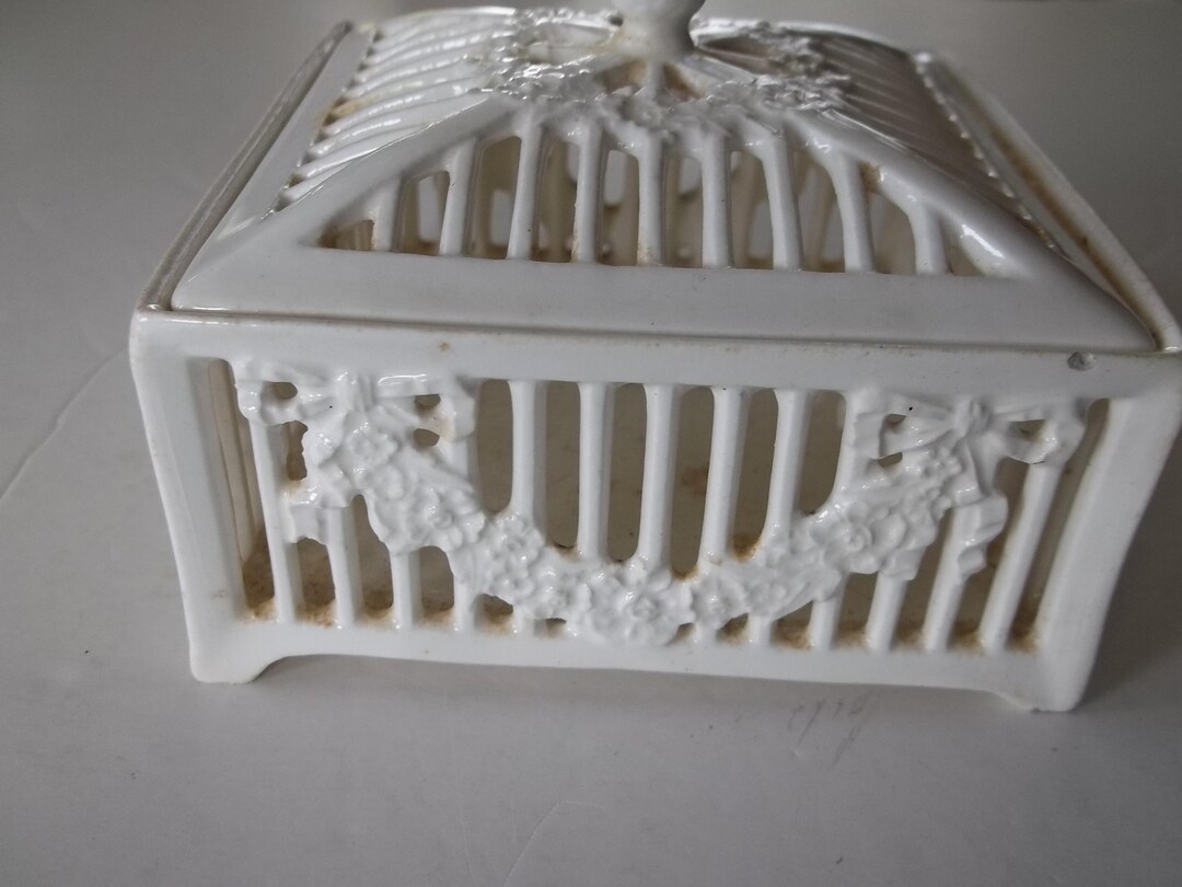 Vintage Porcelain Reticulated White Candy Dish Potpourri Trinket With ...