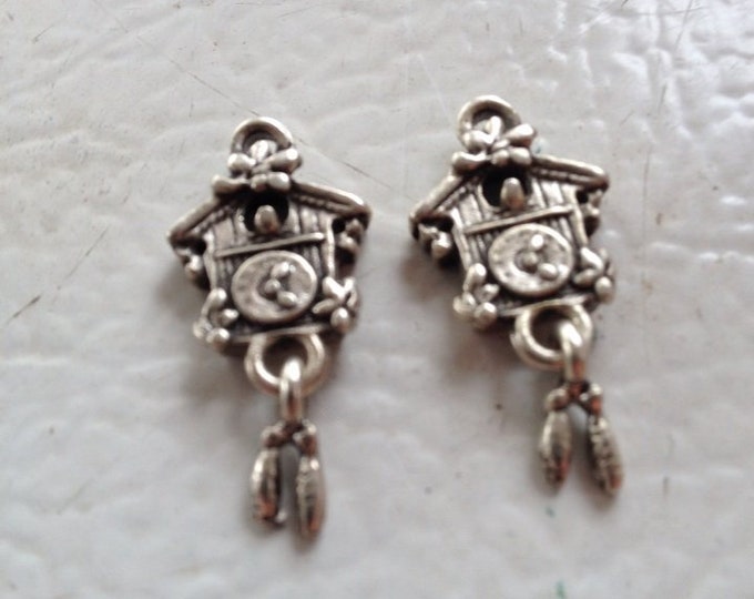 Antique Silver CUCKOO CLOCK Charms - Etsy