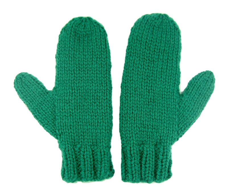 Green Merino Mittens, Hand Knit With Chunky Yarn, Wishbone Cable ...