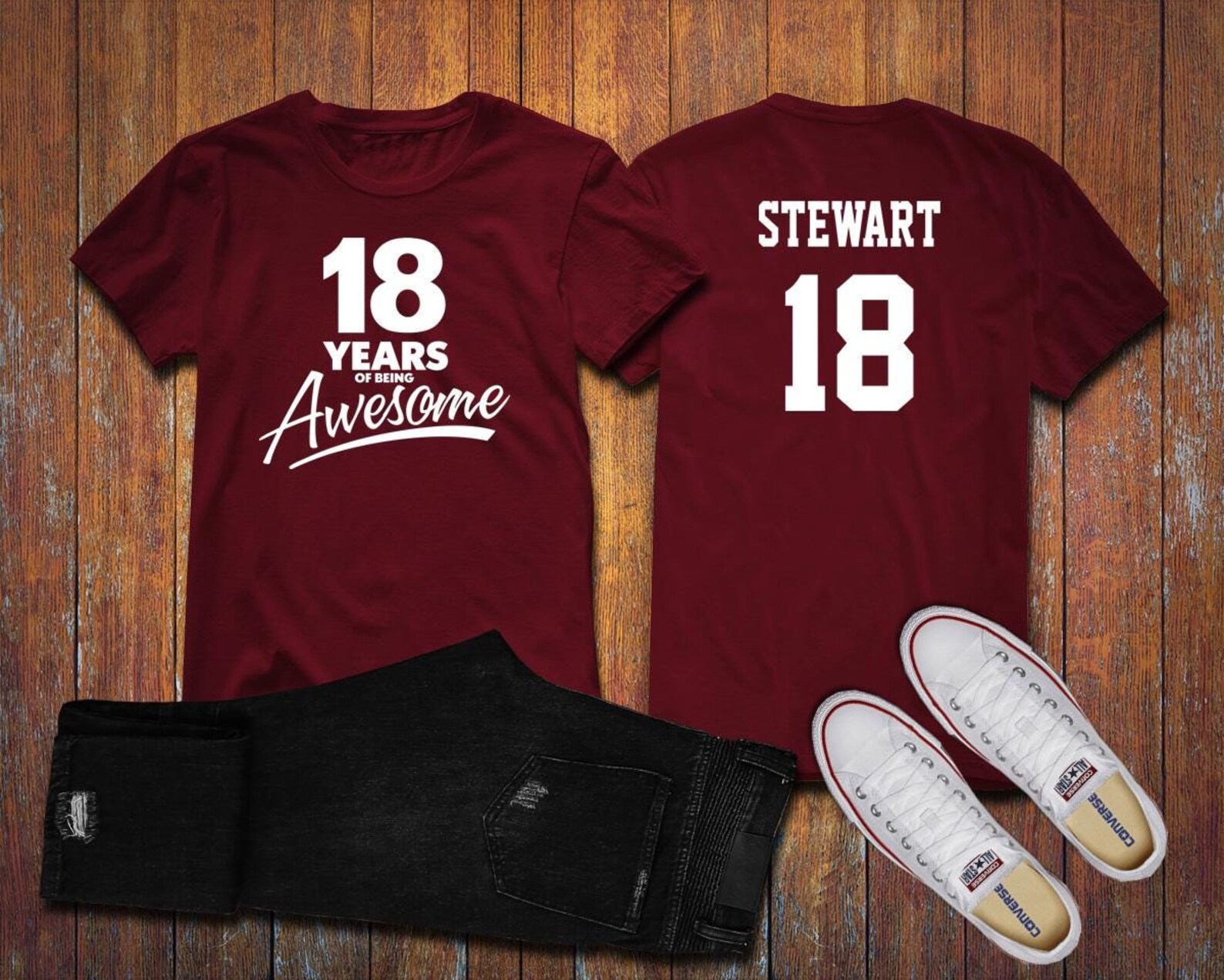 18 Years of Being Awesome 18th Birthday Party Shirt, 18 Years Old Shirt ...