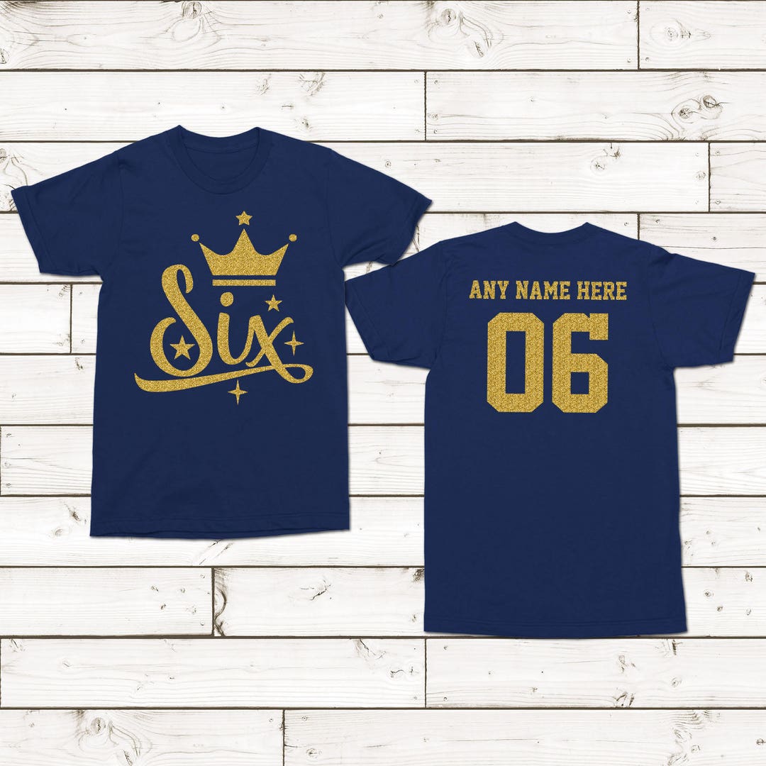 Six Year Old Gold Birthday Shirt Turning 6 Birthday Celebration Shirt ...