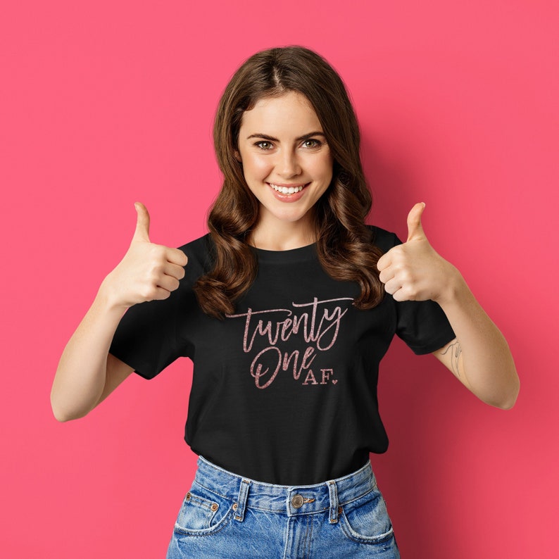 21 AF Birthday Shirt Rose Gold Glitter 21st Birthday Shirt - Etsy