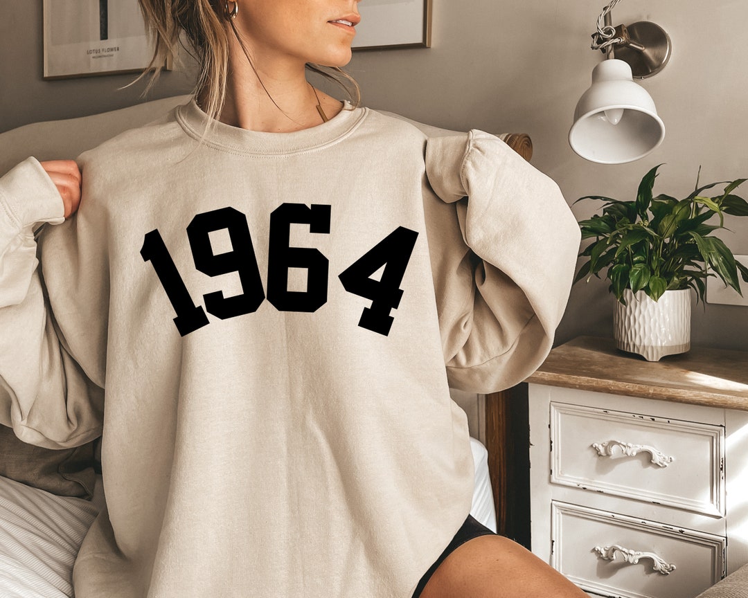 1964 Sweatshirt, 1964 Shirt, 60th Birthday Sweater, Black Logo, Gift ...