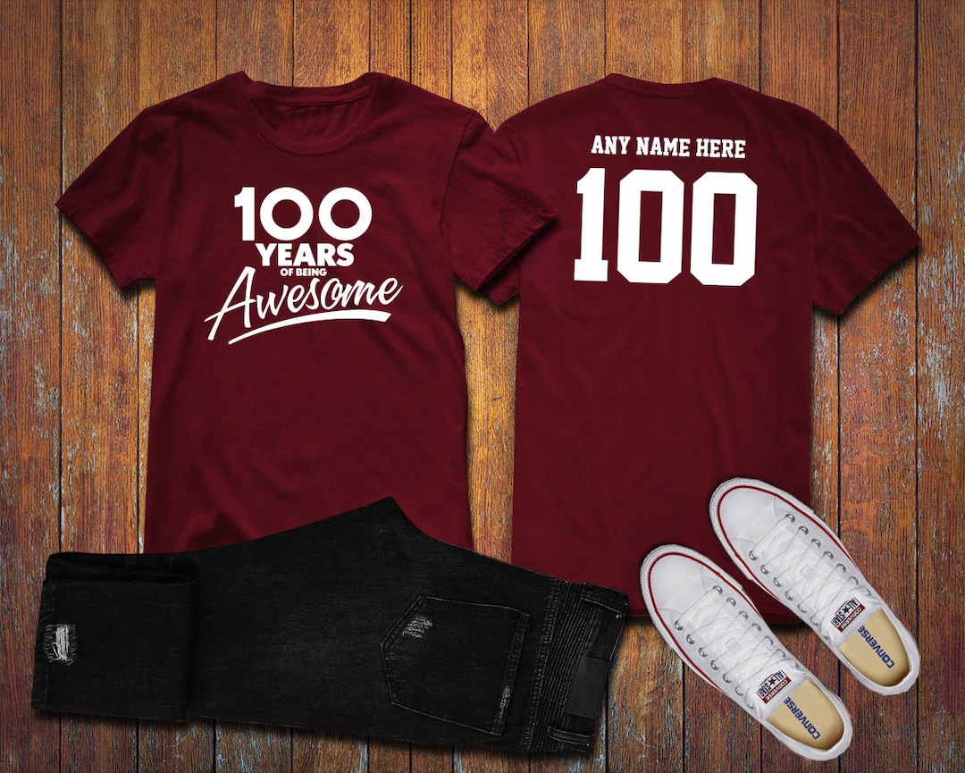 100 Years of Being Awesome 100th Birthday Party Shirt, 100 Years Old ...