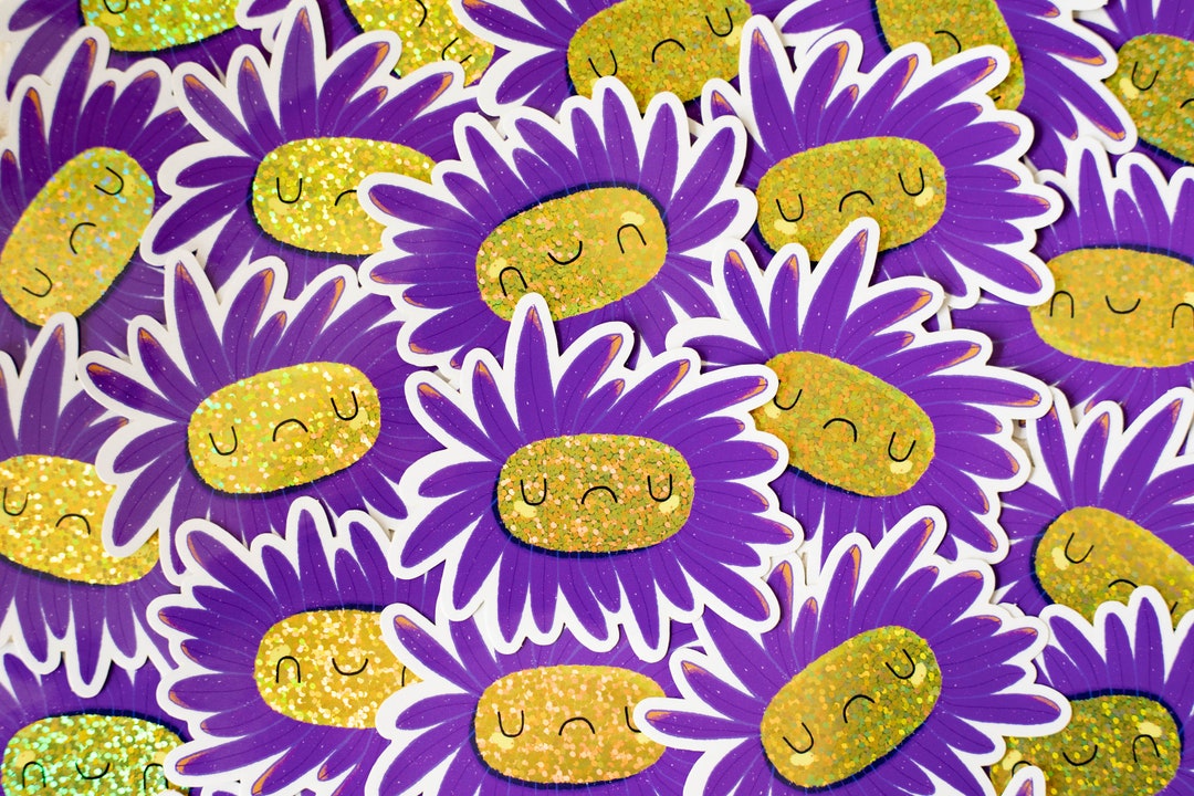 Grumpy or Happy Face Astrid Flower Sticker - Etsy