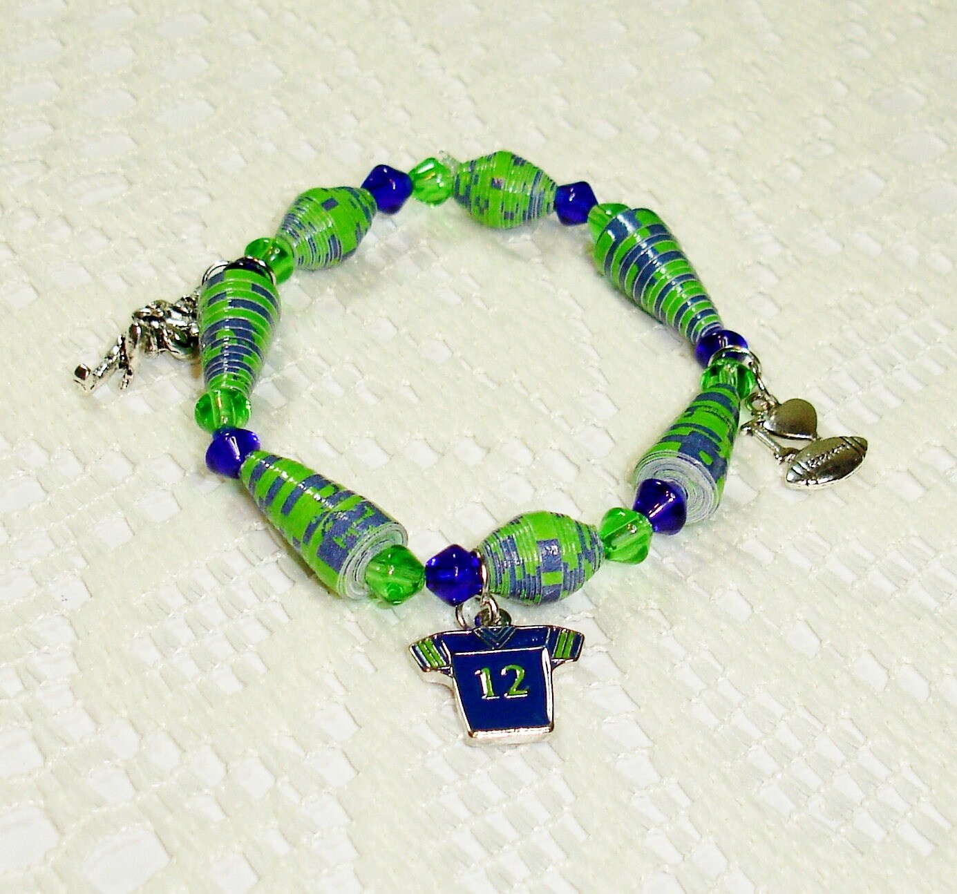 Paper Bead Bracelets, Handmade Jewelry Set of 3 Seattle Seahawks ...