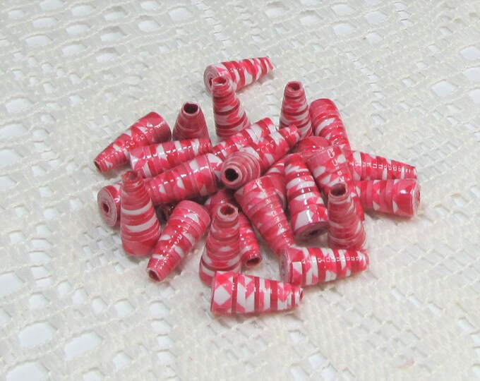 Paper Beads, Loose Handmade Jewelry Making Supplies Craft Supplies Cone ...