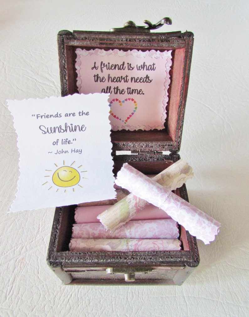 Friendship Scroll Box – Wooden Keepsake Chest With Friendship Quotes - Etsy