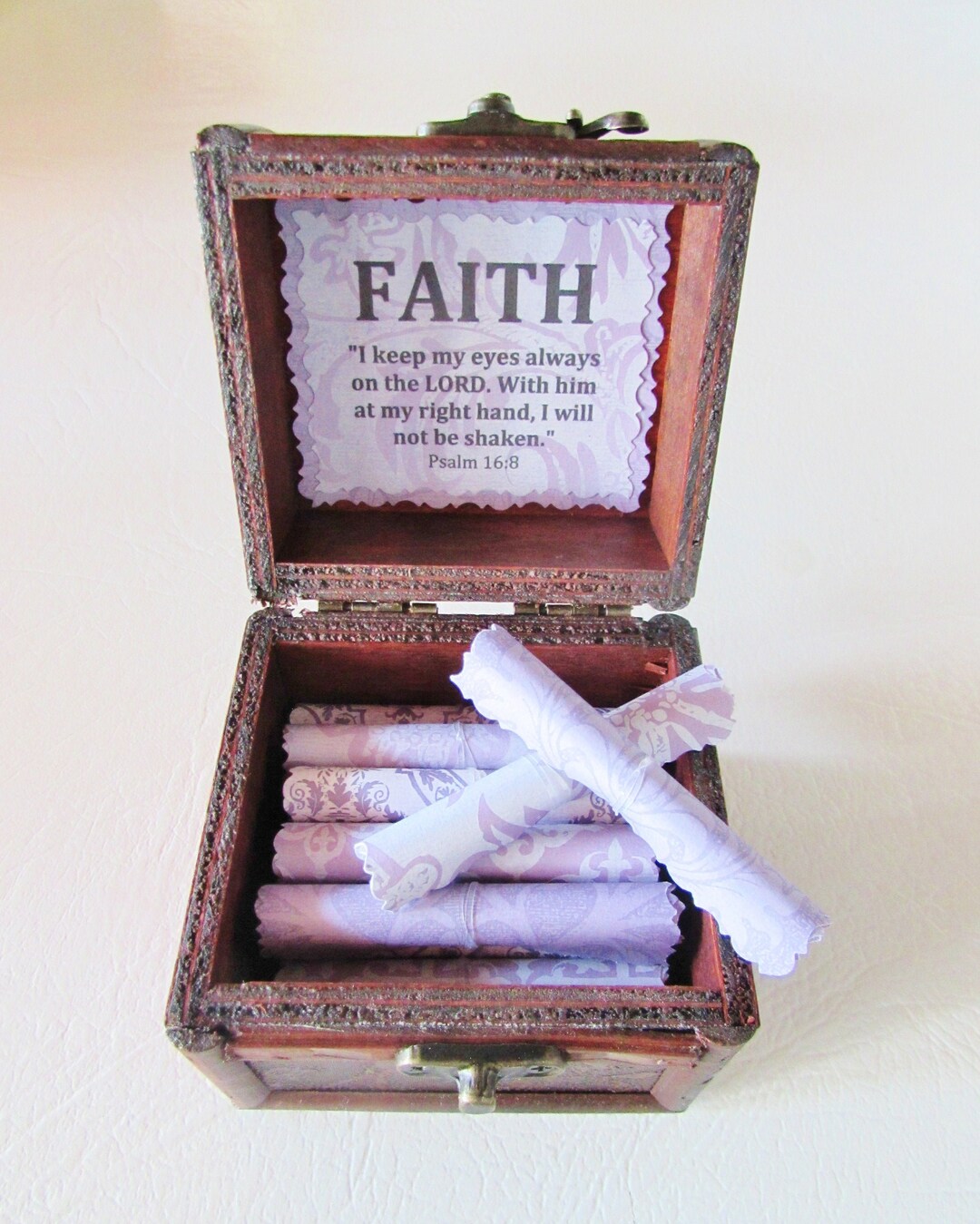 Faith Scroll Box: Uplifting Bible Verses in a Wood Keepsake Box - Etsy