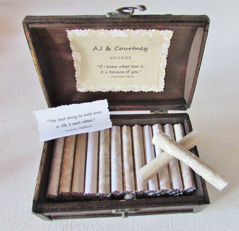 Anniversary Scroll Box: Romantic Love Quotes, Personalized Wood ...