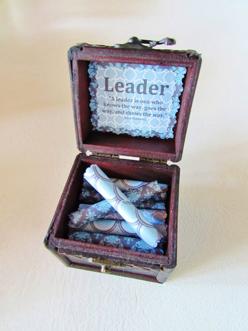 Leadership Box: Motivational Quotes in a Keepsake Wood Chest, Unique ...
