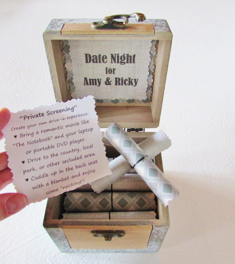 The Date Night Box creative date night ideas in a wood box | Etsy