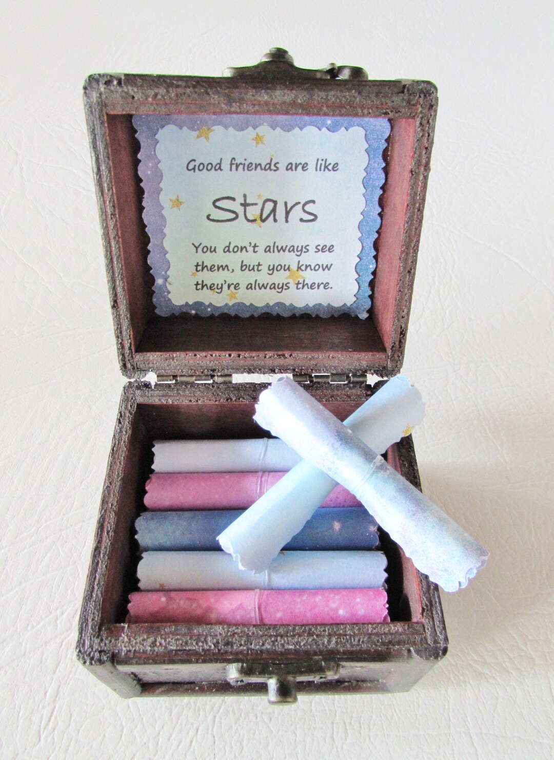 Friend Scroll Box - Friendship Quotes in a Cute Wood Box - Bestie Gift ...