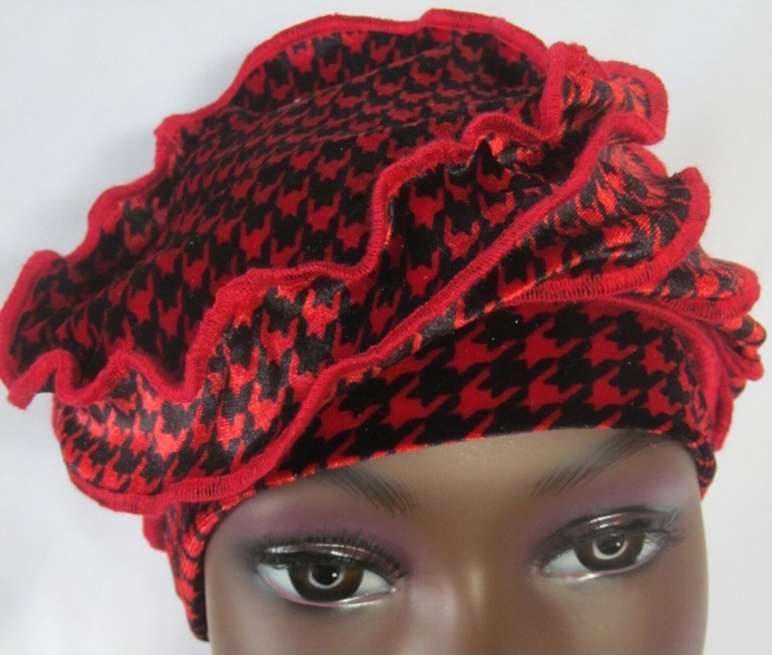 Stretch Velvet Red and Black Houndstooth slinky - Etsy