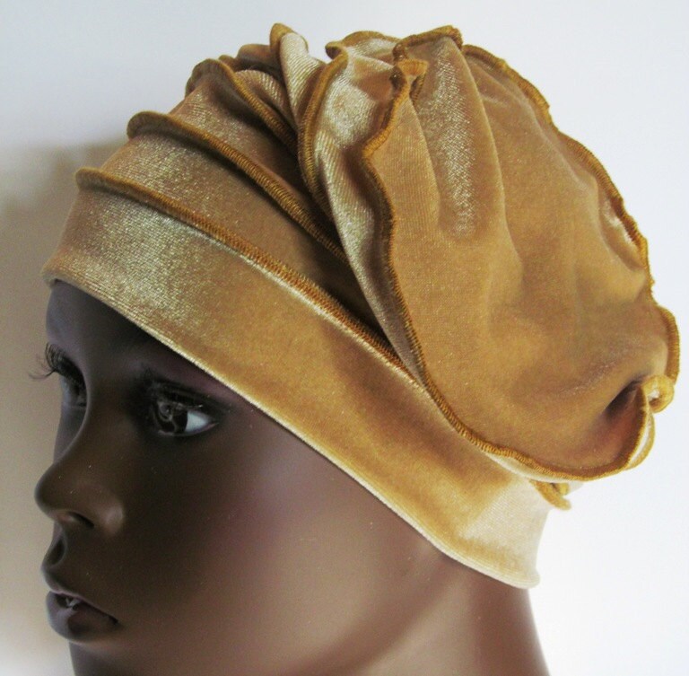 Gold Stretch Velvet slinky the Feel Good Hat - Etsy