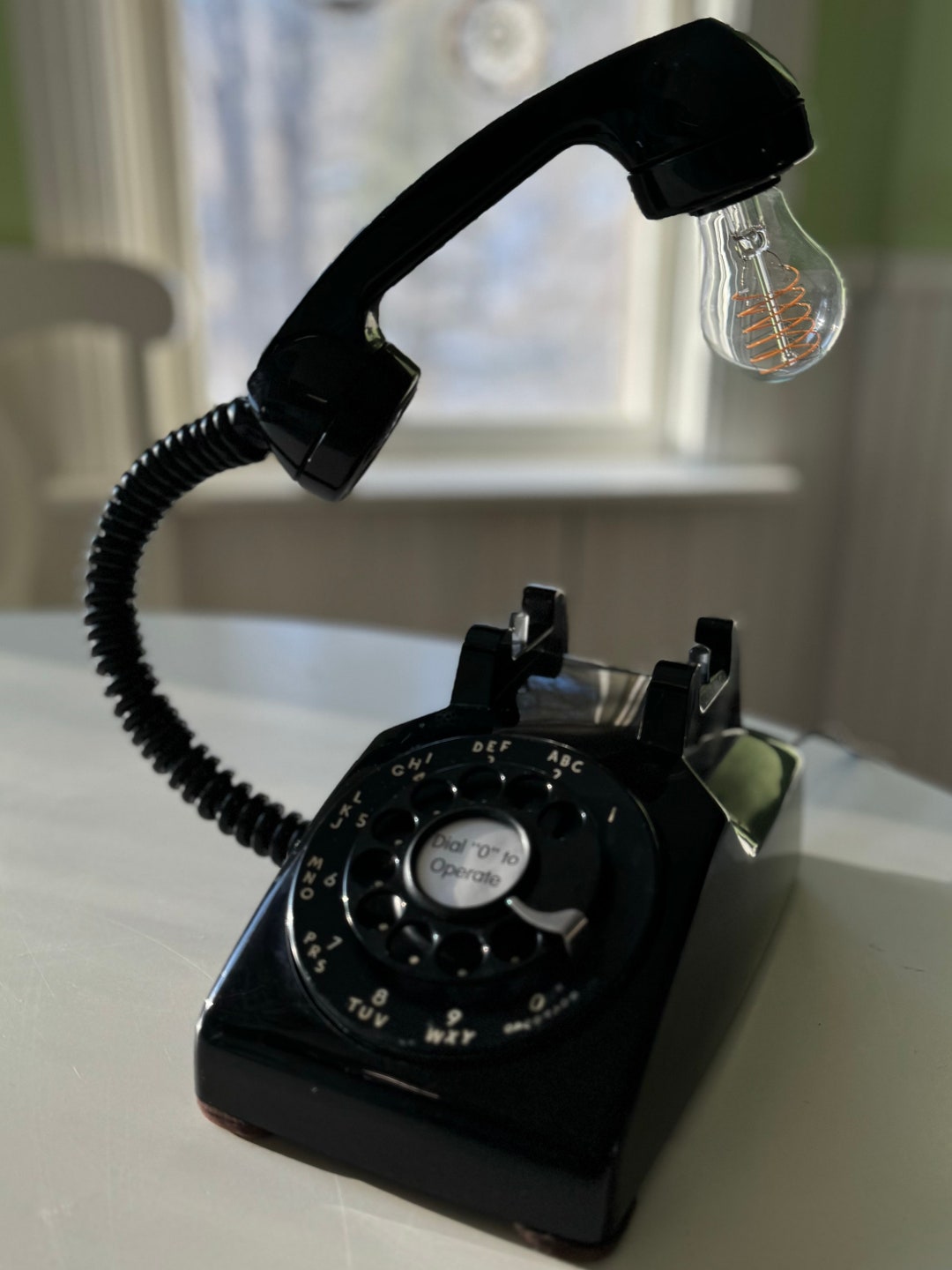 Vintage Real Rotary Phone Desk Lamp Black Super Unique Gift Edison Bulb ...