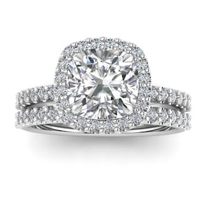 Cushion Cut Bridal Ring Set / Engagement Ring Set / Forever - Etsy