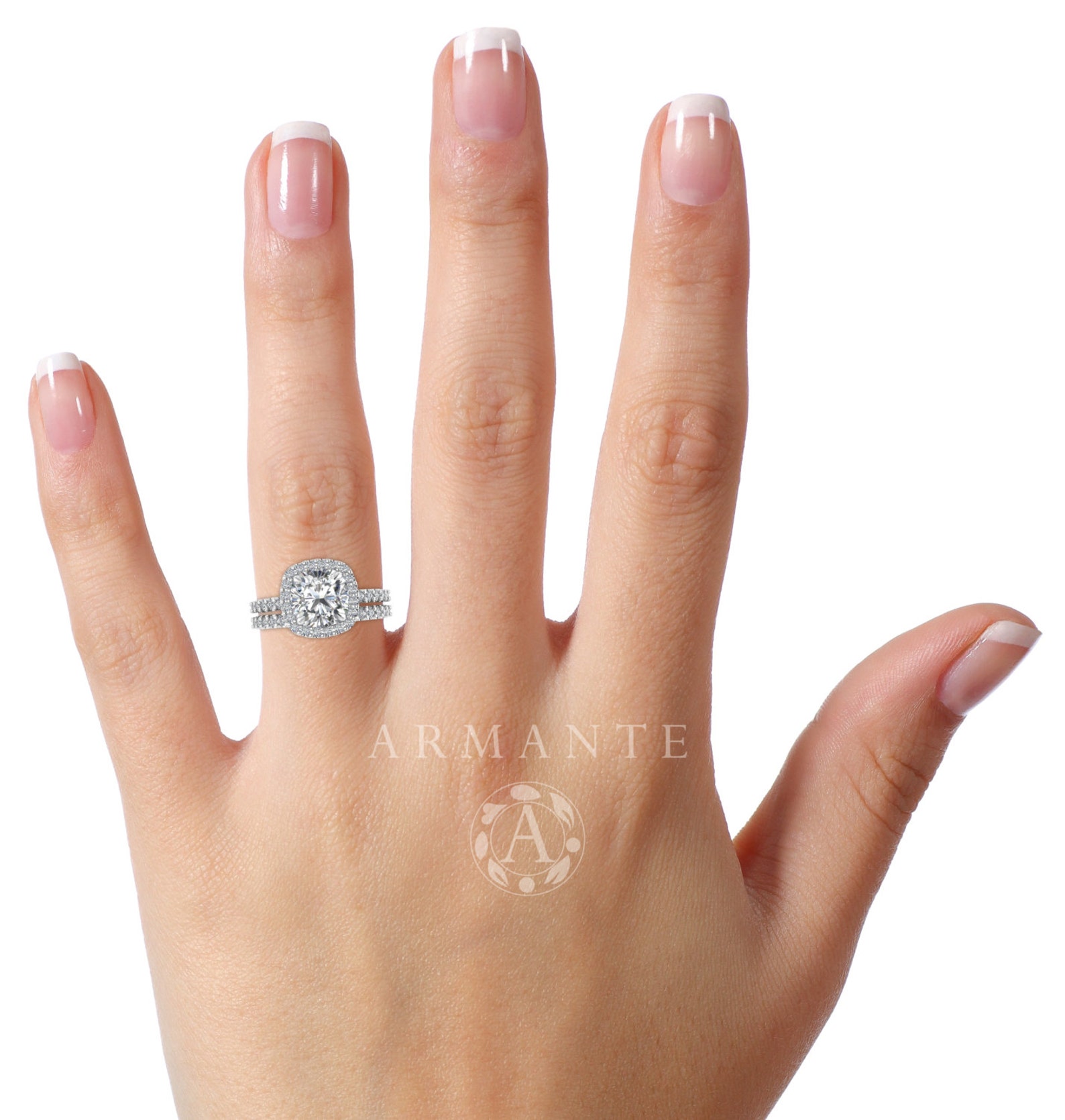 Cushion Cut Bridal Ring Set / Engagement Ring Set / Forever | Etsy
