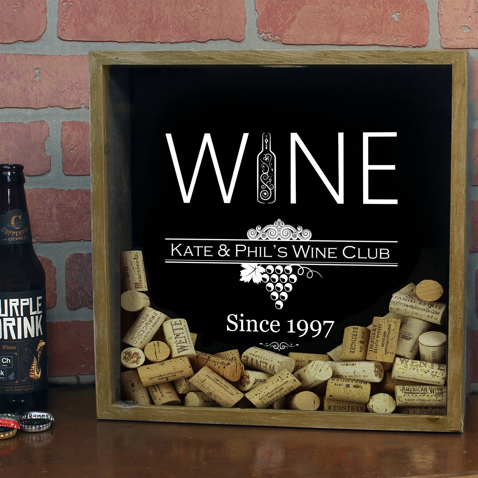 Personalized Wine Cork Shadow Box Wine Cork Box Wine Cork | Etsy