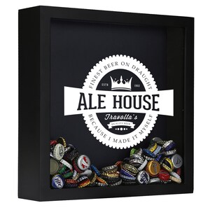 Personalized Beer Cap Shadow Box, Ale House Beer Cap Shadow Box - Beer ...
