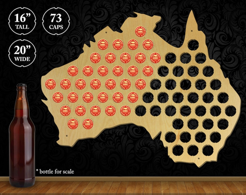 Australia Beer Cap Collector Map, Craft Beer Cap Display Art, Craft ...