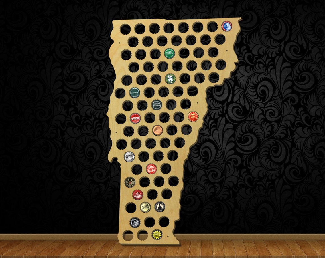 Vermont Beer Cap Map Beer Cap Holder Beer Cap State Map Cap - Etsy