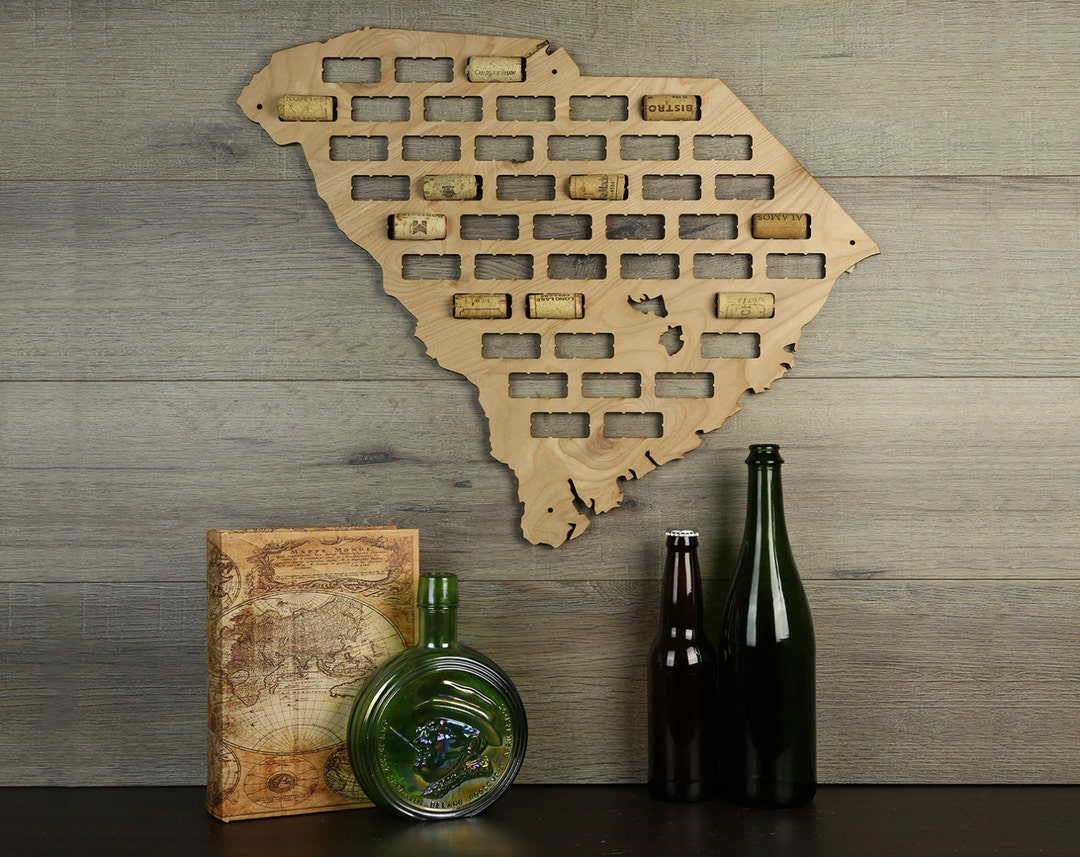 South Carolina Wine Cork Map, Wine Cork Display,wine Cork Collector ...