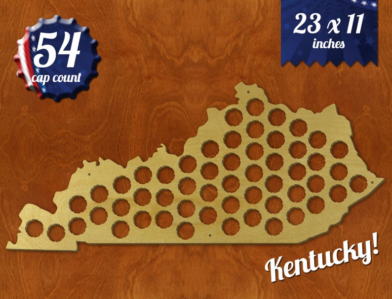 Kentucky Beer Cap Map Beer Cap Holder Beer Cap State Map | Etsy