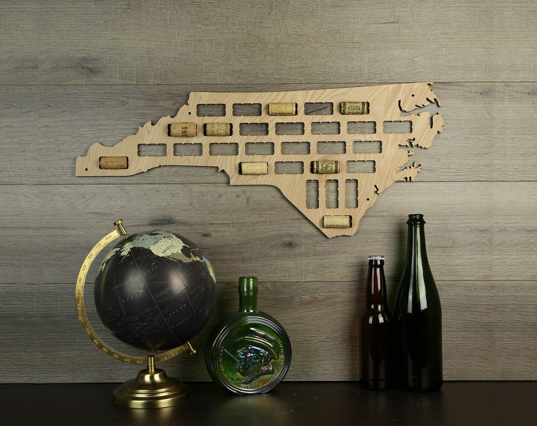 North Carolina Wine Cork Map, Wine Cork Display,wine Cork Collector ...