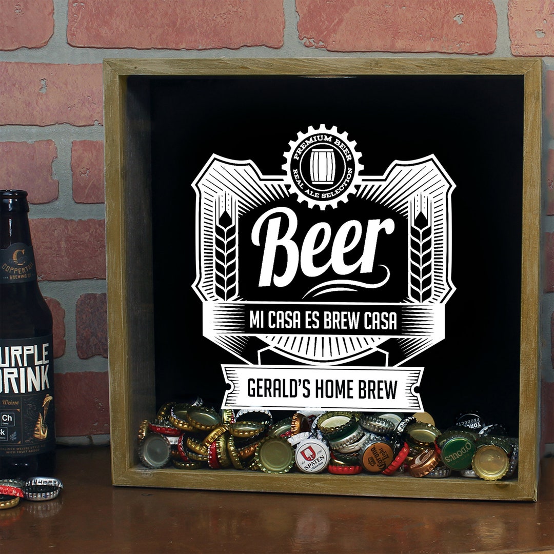 Personalized Beer Cap Shadow Box, Brew Casa Beer Cap Shadow Box - Beer ...