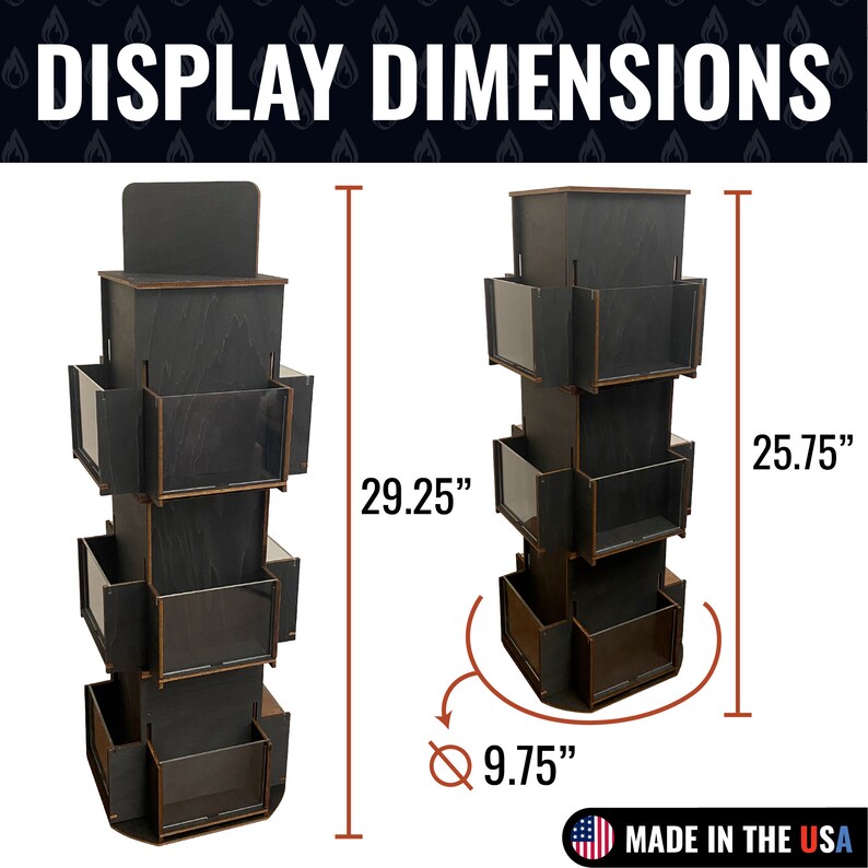 Rotating Greeting Card Display Stand, 3 Tier Wooden Organizer, 4-sided ...