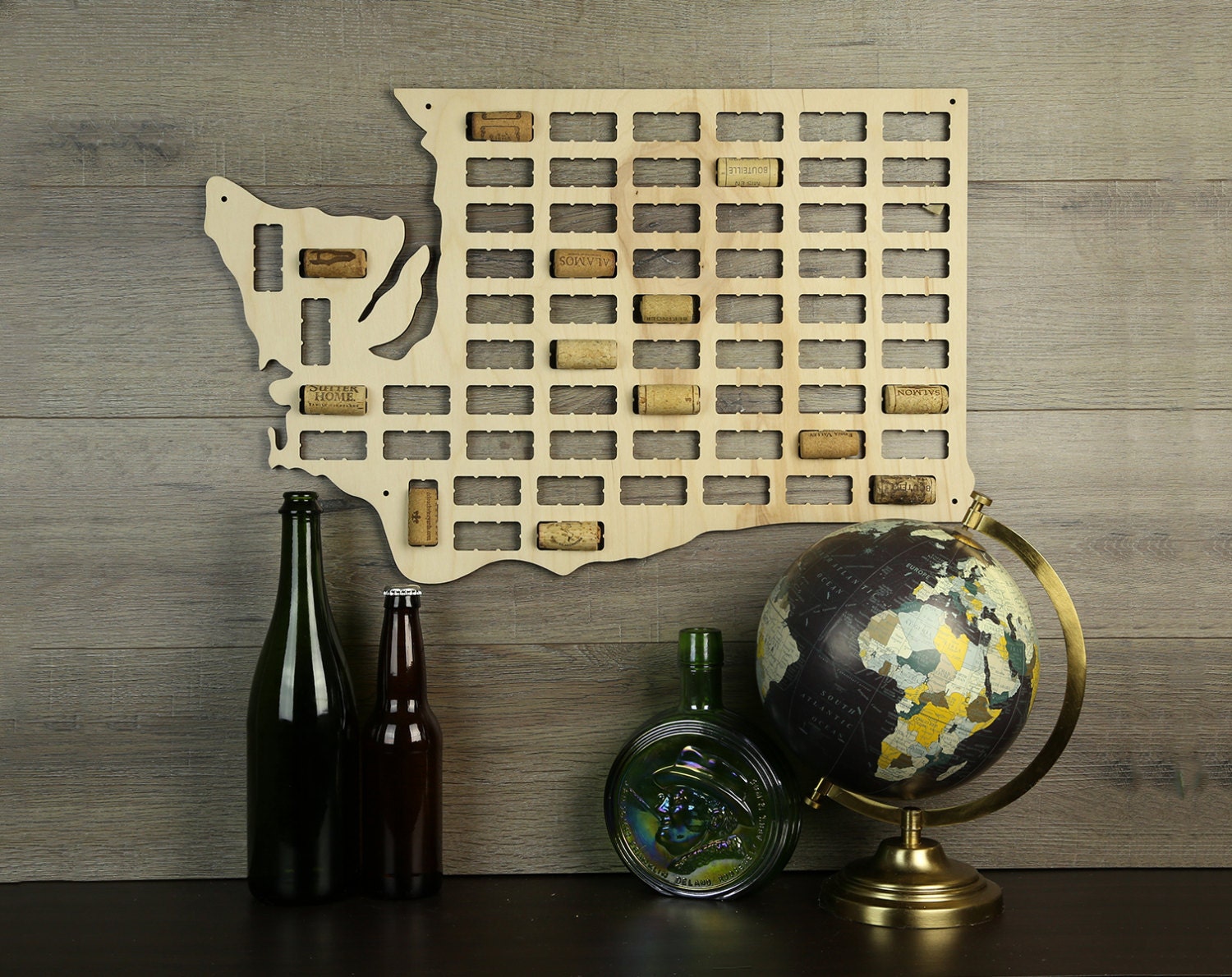 Washington Wine Cork Map Wine Cork Displaywine Cork - Etsy