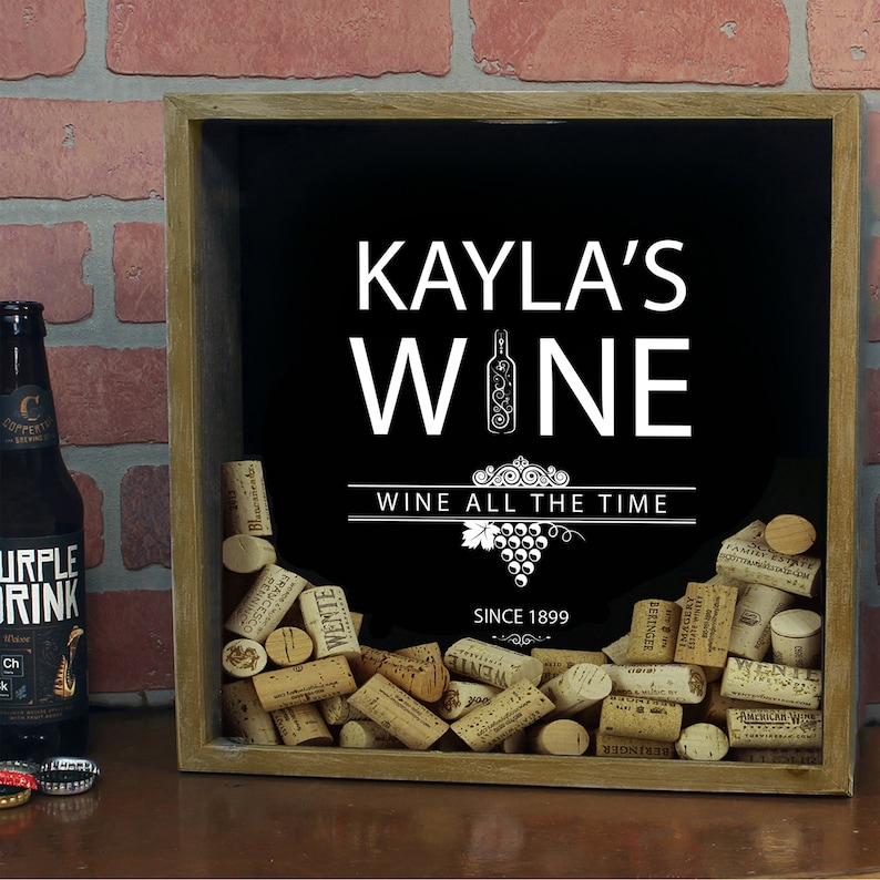 Personalized Wine Cork Shadow Box Wine Cork Box Wine Cork - Etsy