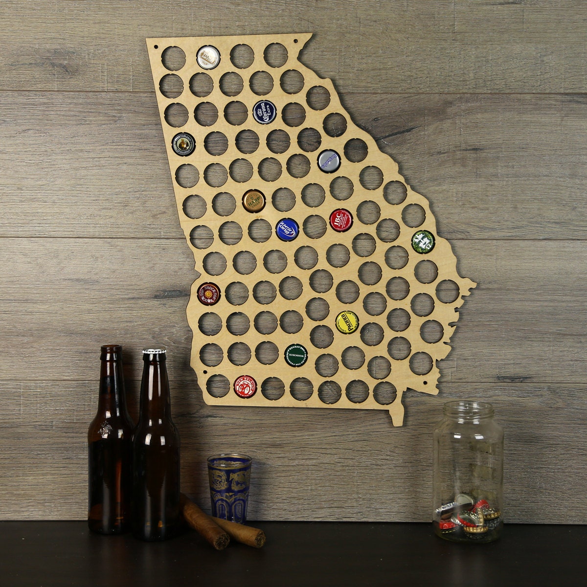 Georgia Beer Cap Map Beer Cap Holder Cap Map Cap Maps Beer | Etsy