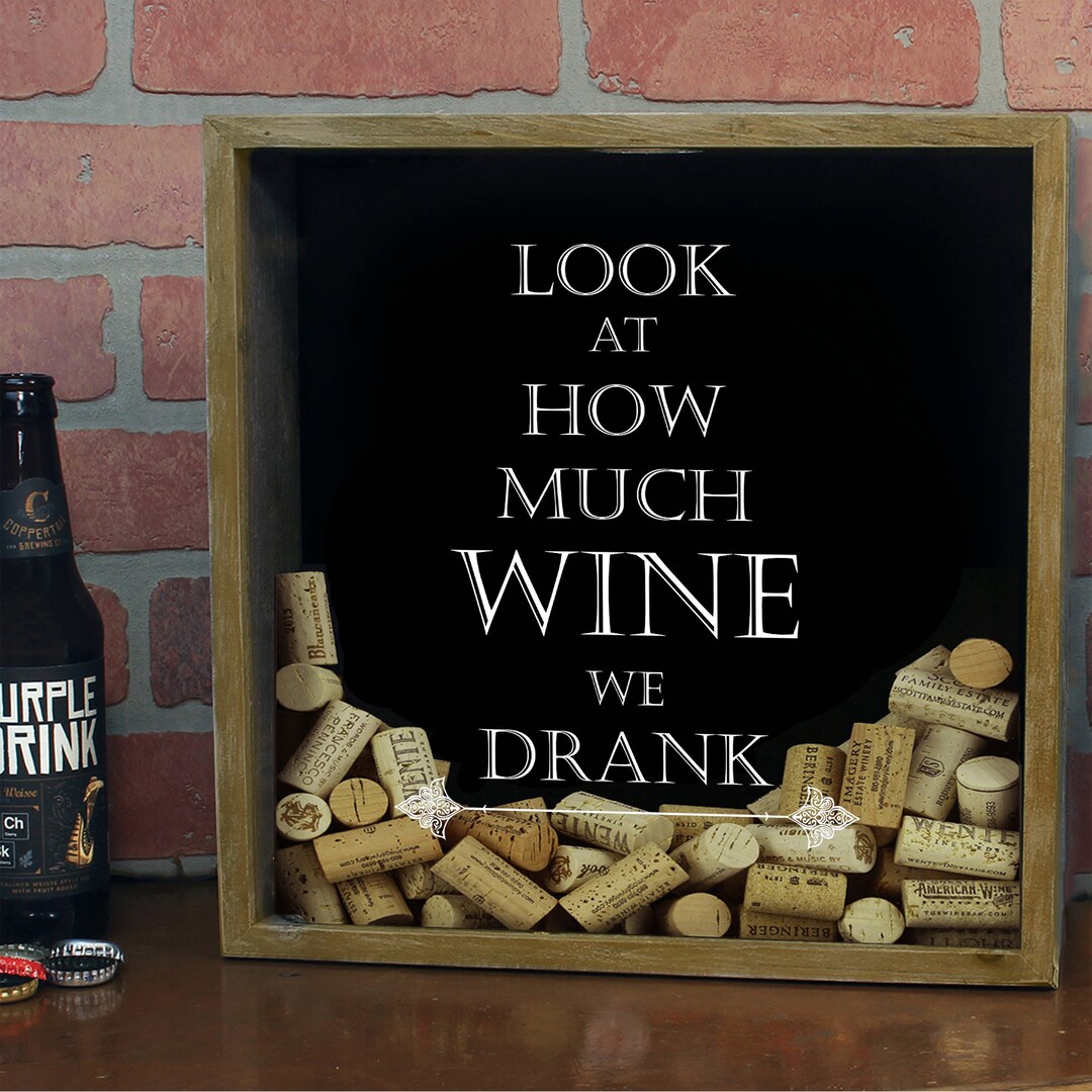 Personalized Wine Cork Shadow Box, Wine Cork Box, Wine Cork Storage ...