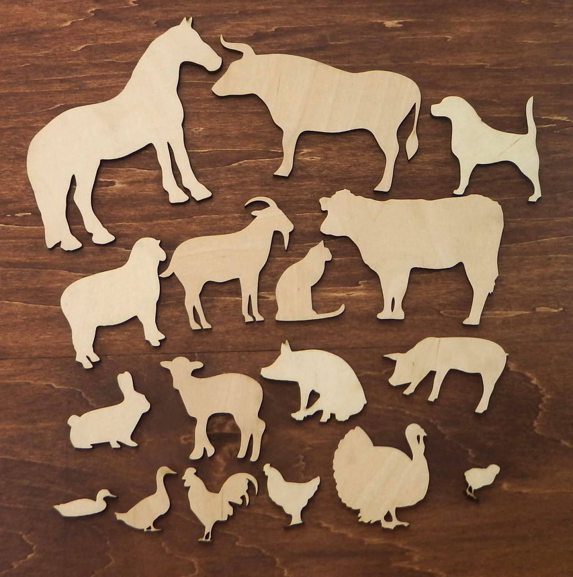 Set of 17 Wood Farm Animal Cut Outs Farm Animals Craft - Etsy