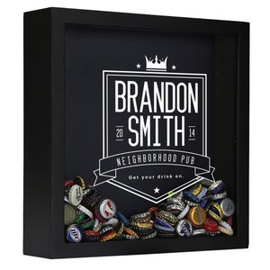 Personalized Beer Cap Shadow Box, Neighborhood Pub Beer Cap Shadow Box ...